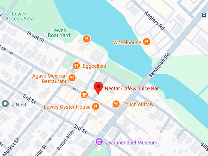 16. nectar cafe & juice bar map