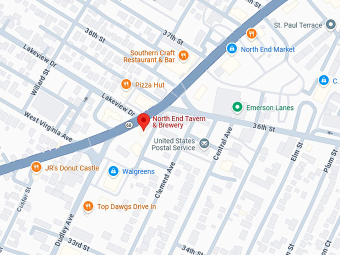 16. north end tavern & brewery map