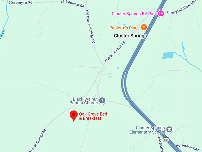 16. oak grove bed & breakfast map