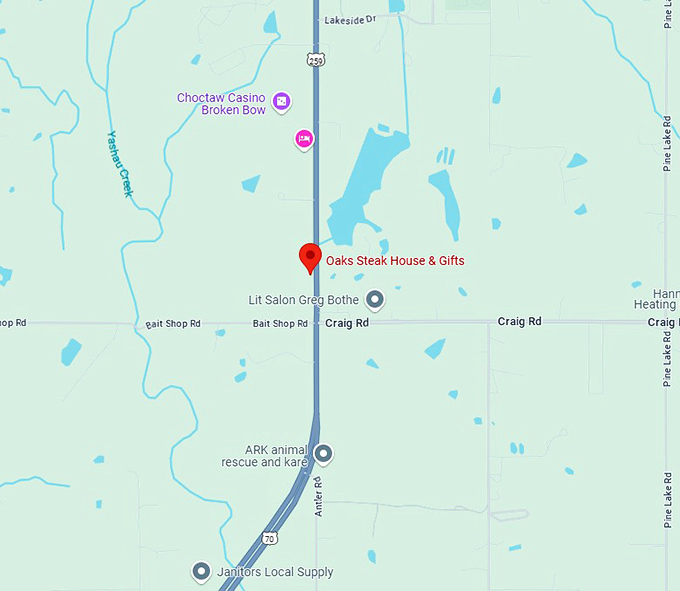16. oaks steak house & gifts map
