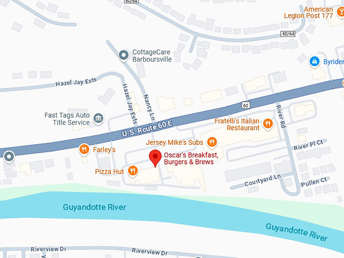 16. oscar's breakfast, burgers & brews map