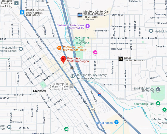 16. over easy southern oregon map