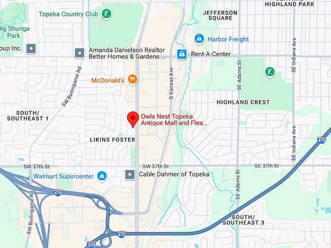 16. owls nest topeka antique mall and flea market (3411 sw topeka blvd) map