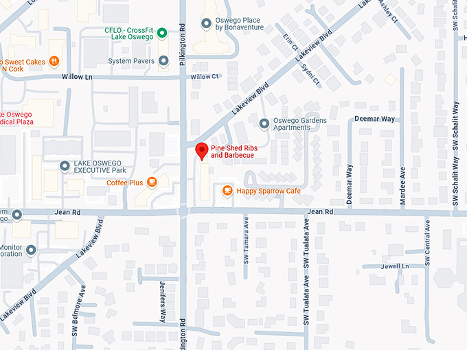 16. pine shed ribs and barbecue map