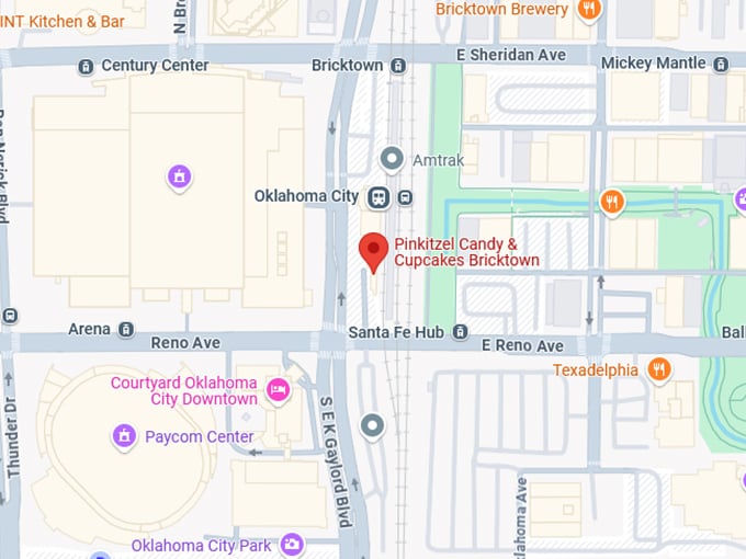 16. pinkitzel candy & cupcakes bricktown map