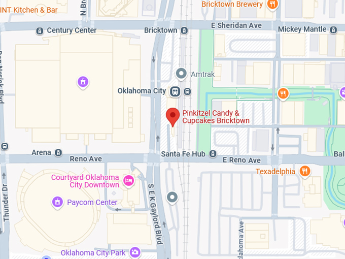 16. pinkitzel candy & cupcakes bricktown map