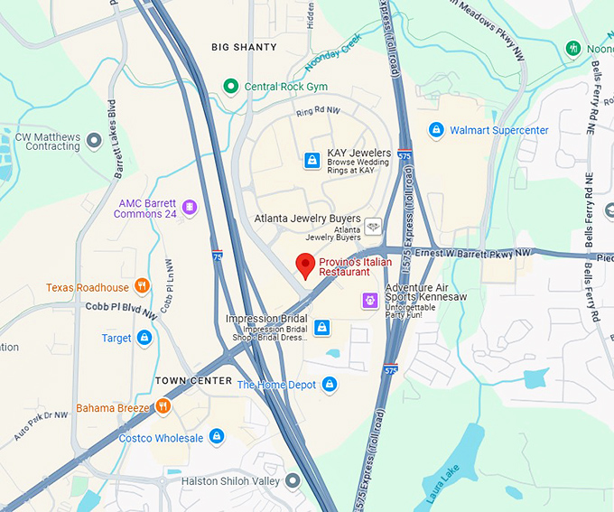 16. provino's italian restaurant map