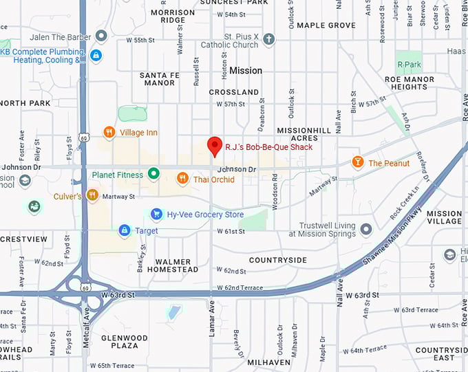 16. r.j.'s bob be que shack map