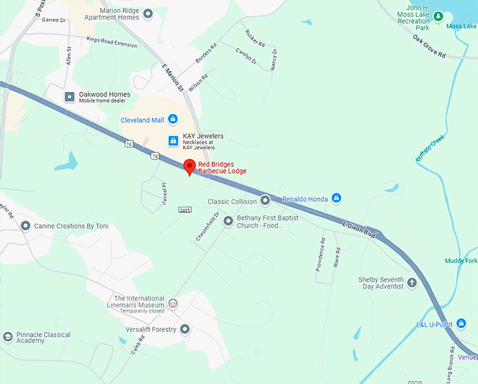 16. red bridges barbecue lodge map