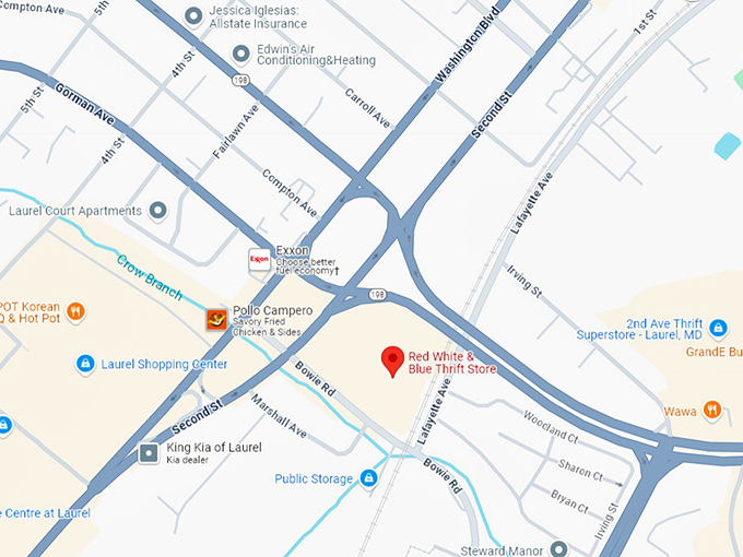 16. red white & blue thrift store map