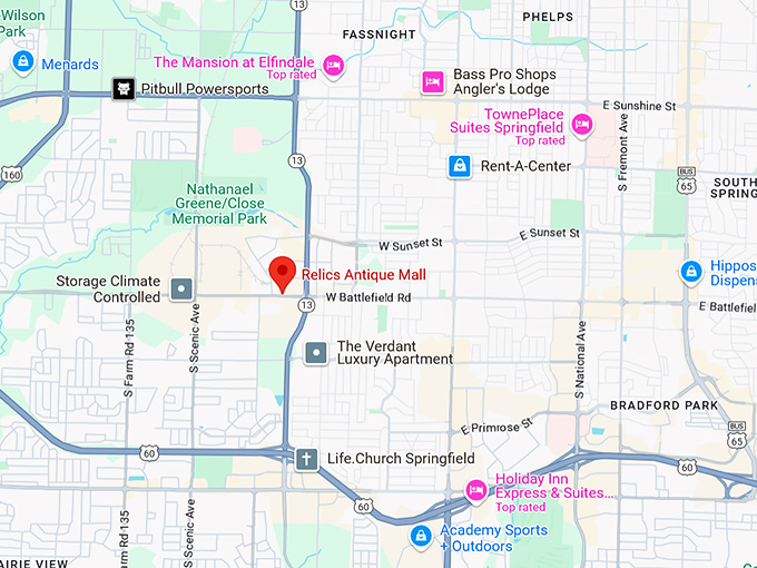16. relics antique mall map