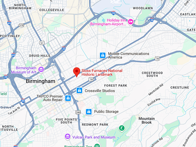 16. sloss furnaces map