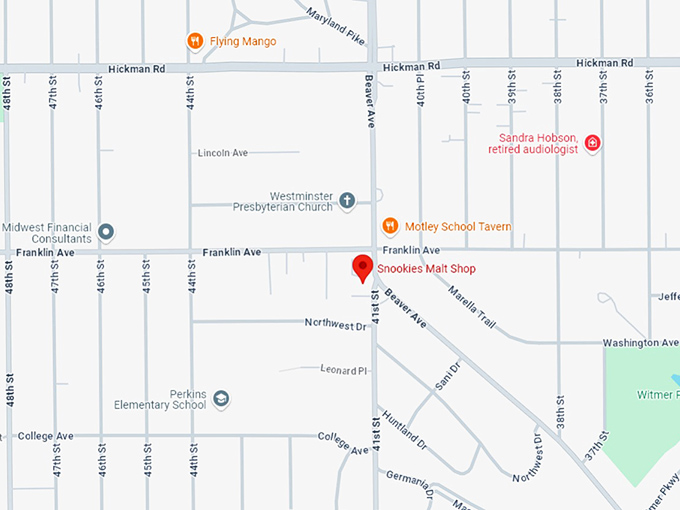 16. snookies malt shop map