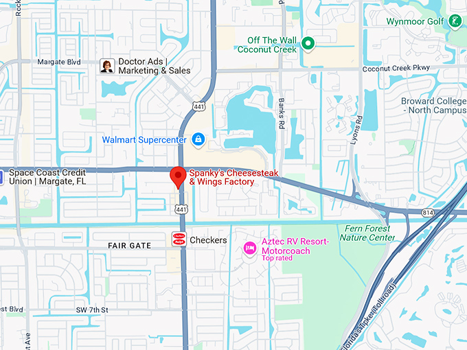 16. spanky's cheesesteak & wings factory map