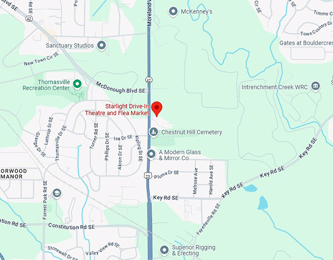 16. starlight drive in theatre and flea market map