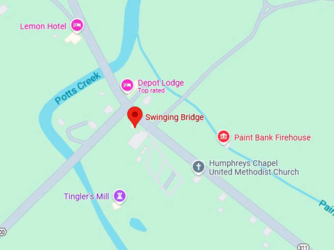 16. swinging bridge map