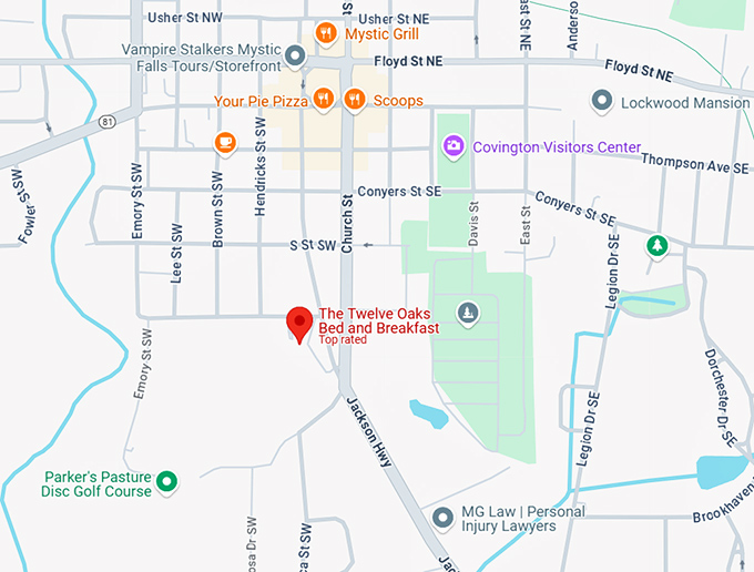 16. the twelve oaks bed and breakfast map