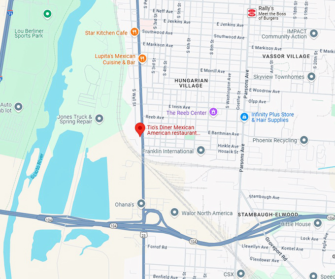 16. tio&rsquo;s diner mexican american restaurant and cantina map