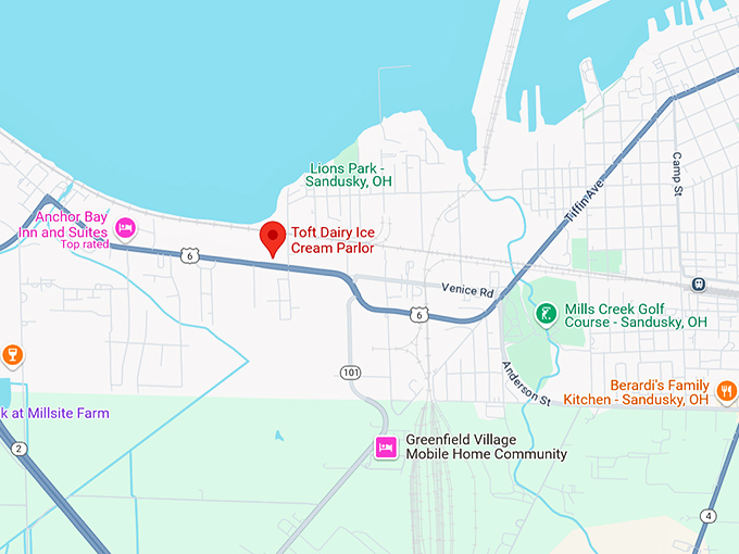 16. toft dairy ice cream parlor (3717 venice rd) map