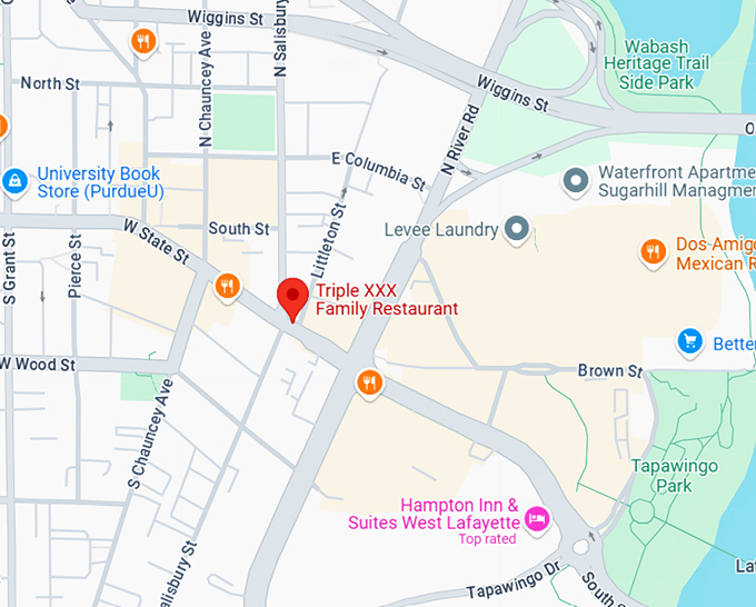 16. triple xxx family restaurant map