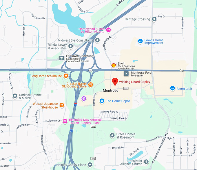 16. winking lizard copley map