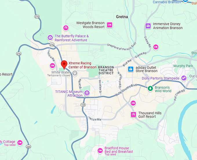 16. xtreme racing center of branson map