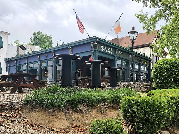 The distinctive blue exterior of Molly Malone's stands proudly in Louisville's Highlands, flying both American and Irish flags&mdash;a Celtic oasis in Kentucky bourbon country.