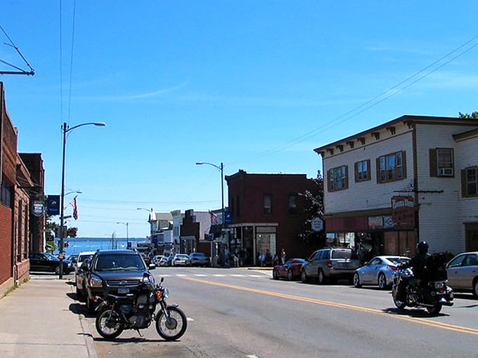 Bayfield's main street leads the eye straight to Lake Superior, like nature's own welcome mat to Wisconsin's northernmost charm.