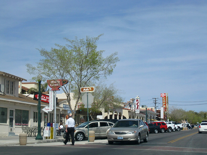 Boulder City's main street feels like stepping into a small-town movie set where everyone might burst into song at any moment.