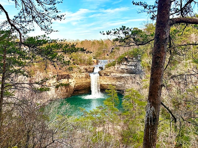 DeSoto Falls plunges 104 feet into an emerald pool, nature's version of a Hollywood special effect without the CGI.