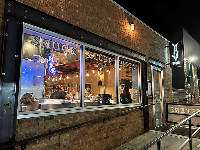 Fish N Beer's glowing storefront promises exactly what you need after a long day &ndash; no false advertising here!