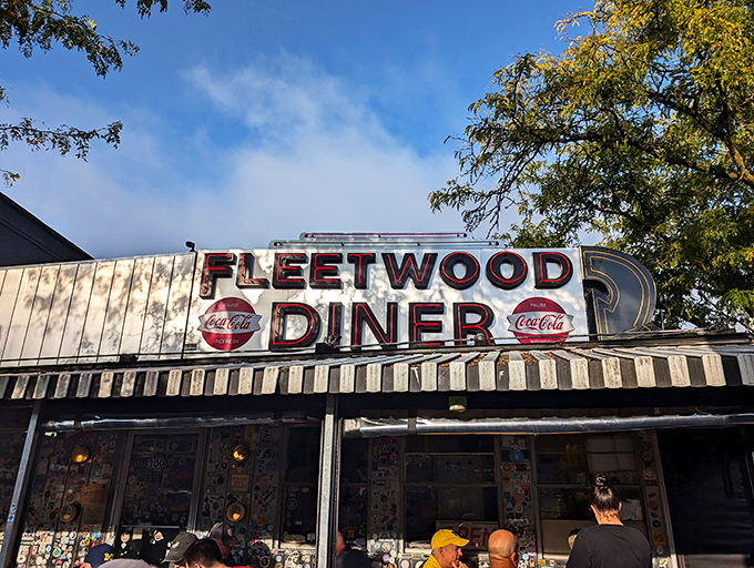 The iconic Fleetwood Diner sign glows with promise &ndash; where neon dreams and hungry stomachs have found happiness since before cell phones existed.