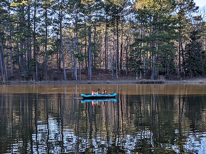 Morning magic at Lake Lincoln State Park, where the visitor center seems to say "Come on in, the nature's fine!"