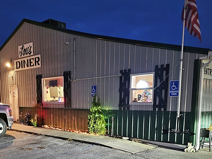 Lou's Diner (Cloverdale): Simple metal building, extraordinary flavors! Lou's Diner stands like a humble time capsule under starry Indiana skies, promising comfort food worth the drive.