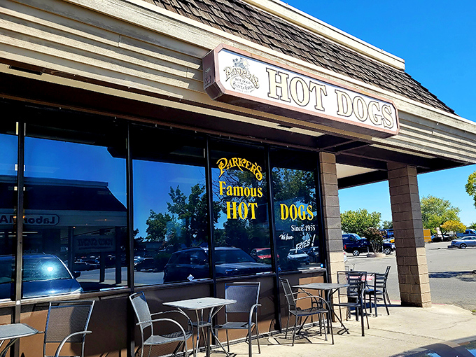Parker's Famous Hot Dogs beckons with its unassuming storefront &ndash; proof that culinary treasures often hide in plain sight.