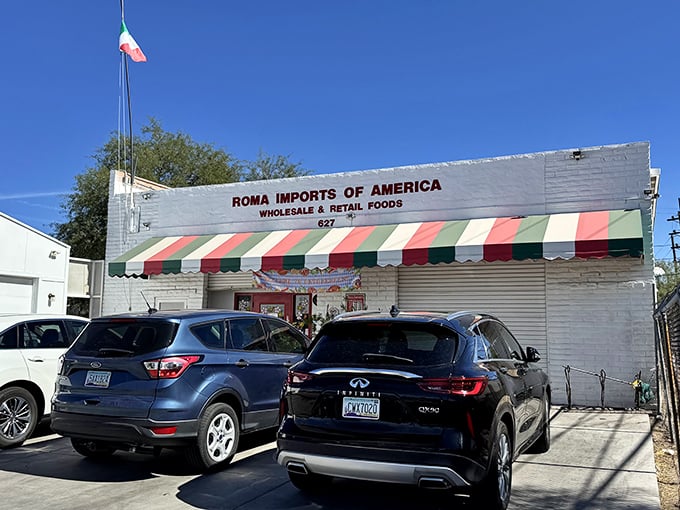 Roma Imports: The Italian flag awning isn't just decoration&mdash;it's a promise of authenticity hiding in plain sight on this Tucson side street.