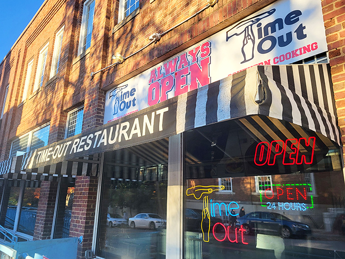 Time-Out's neon glow beckons like a lighthouse for the hungry. This 24-hour chicken haven has been Chapel Hill's late-night savior for decades.