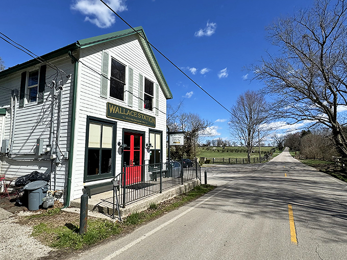 The classic white clapboard building with that vibrant red door says "slow down and eat something wonderful" before you even park.