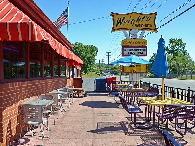 Wright's Dairy-Rite: The red and white awnings aren't just for show&mdash;they're signaling that time travel is possible, at least for your taste buds.