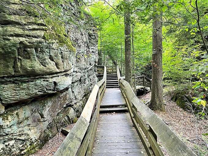 Step into Beartown's geological maze where moss-covered stones create an otherworldly atmosphere that whispers tales of ancient times.