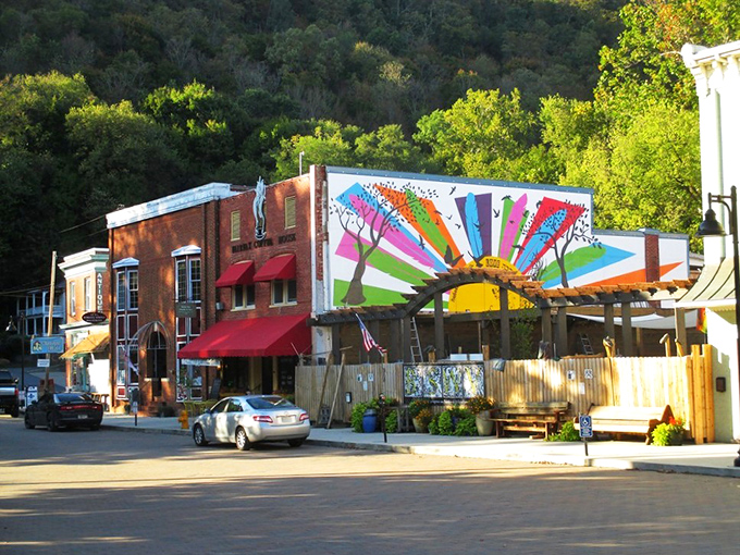 Berkeley Springs: A splash of artistic rebellion in brick and mortar, where this vibrant mural transforms an ordinary building into the town's most Instagram-worthy backdrop.