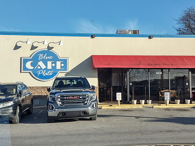 That classic Blue Plate sign isn't just advertising&mdash;it's a promise that inside those doors, breakfast nirvana awaits the hungry traveler.