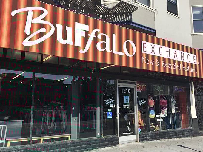 A fashion recycling wonderland that proves shopping sustainably can be stylish. Buffalo Exchange's bright signage promises adventure for your wallet.