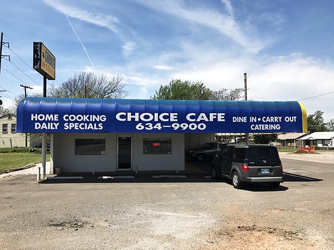 Choice Cafe's unassuming exterior hides culinary treasures inside, like finding your favorite aunt suddenly opened a restaurant.