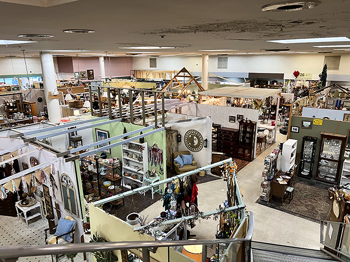 Inside Eastbrook, vendor booths create a labyrinth of possibilities where yesterday's castoffs become tomorrow's conversation pieces.