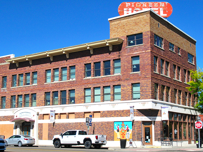 Elko's historic Pioneer Hotel building whispers stories of Nevada's mining past while housing modern amenities that won't excavate your savings.
