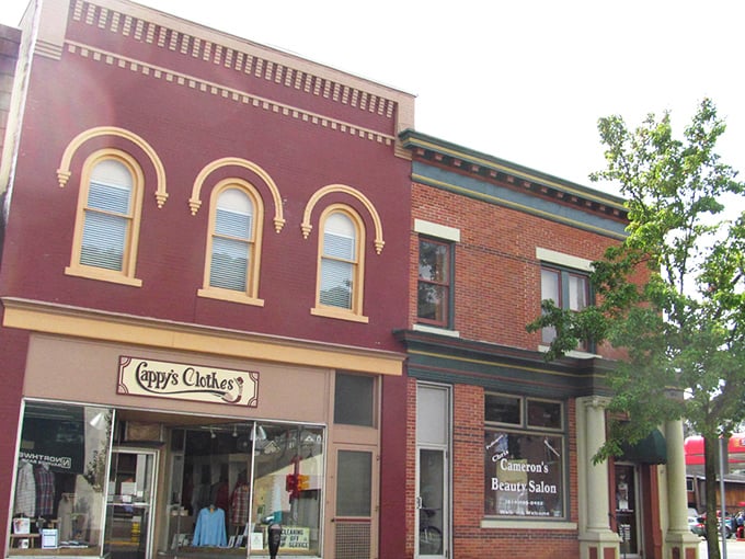 Historic storefronts like Cappy's Clothes give Emporium its timeless charm, where shopping local doesn't require a second mortgage or selling your vinyl collection.
