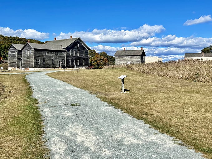 Time travel isn't just for sci-fi movies! These weathered buildings tell stories of Michigan's iron-smelting past against a perfect blue backdrop.