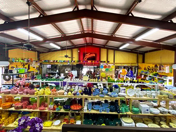 Fiesta dishes in every color of the rainbow! Like walking into your grandmother's dream kitchen display.