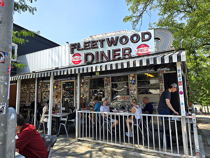Outdoor seating at Fleetwood where breakfast tastes better with a side of people-watching and Ann Arbor's morning breeze.